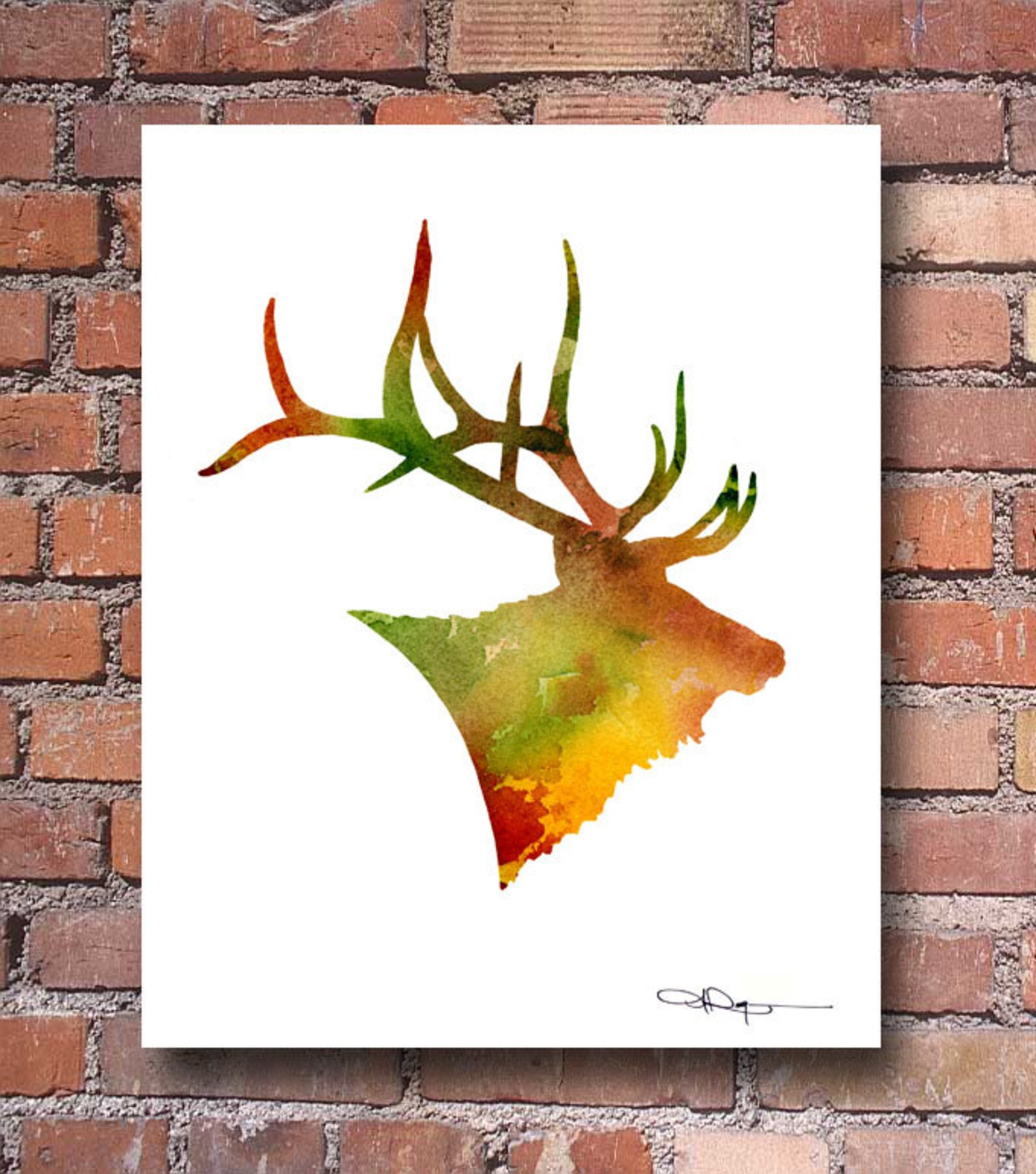 Elk Art Print Abstract Watercolor Painting Wall Decor - Etsy