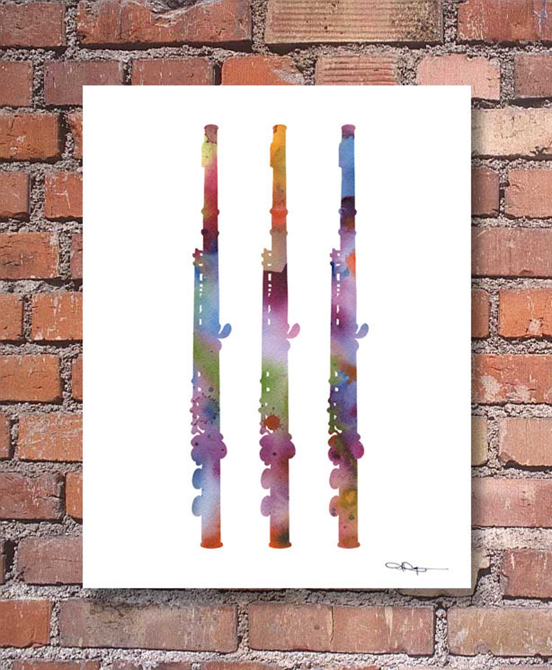 Flute - Art Print - Abstract Watercolor Painting - Jazz Music Wall ...
