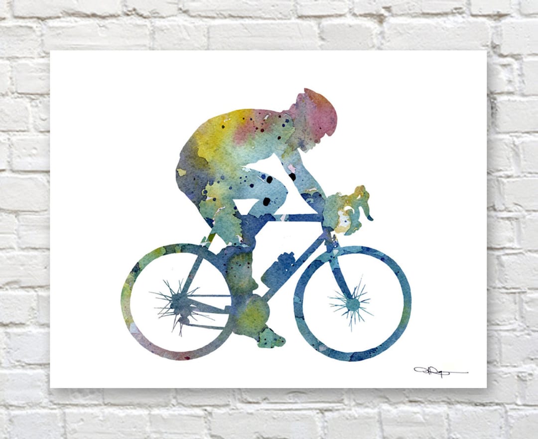 Cycling Art Print Abstract Watercolor Painting Wall Decor - Etsy