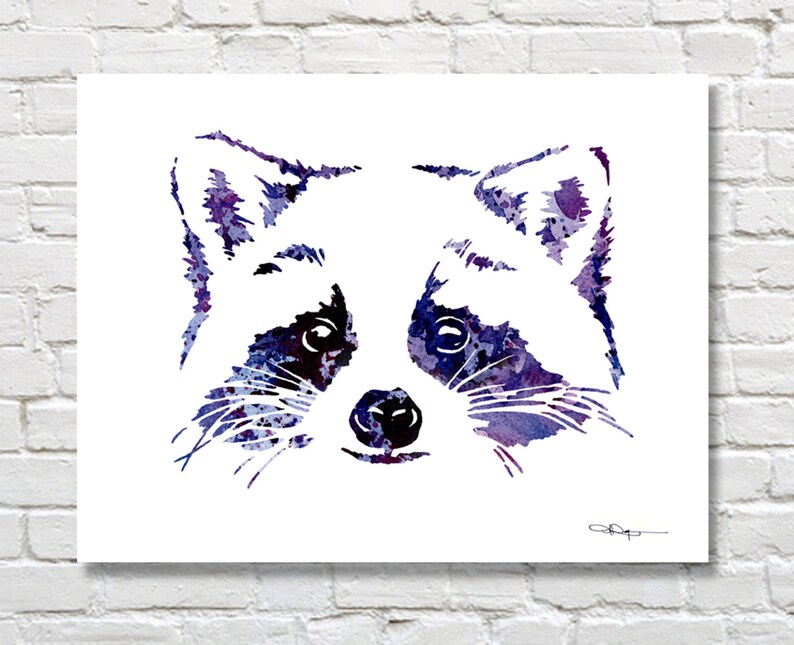 Raccoon Art Print Abstract Wildlife Watercolor Painting - Etsy