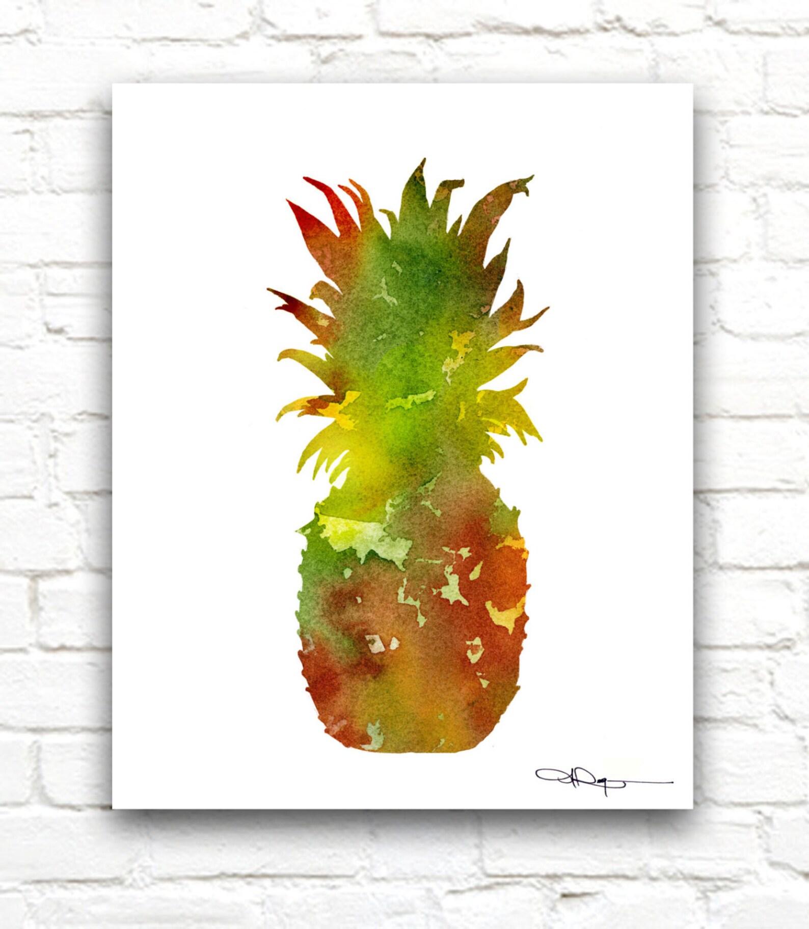 Pineapple Art Print abstract Watercolor Painting Wall Decor - Etsy