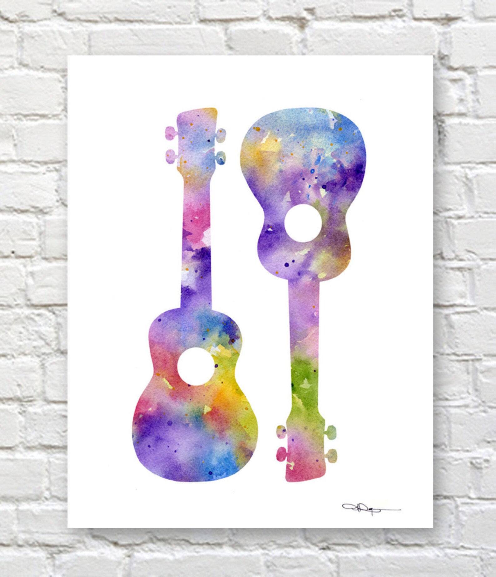 Ukulele Art Print Abstract Watercolor Painting Music Wall | Etsy