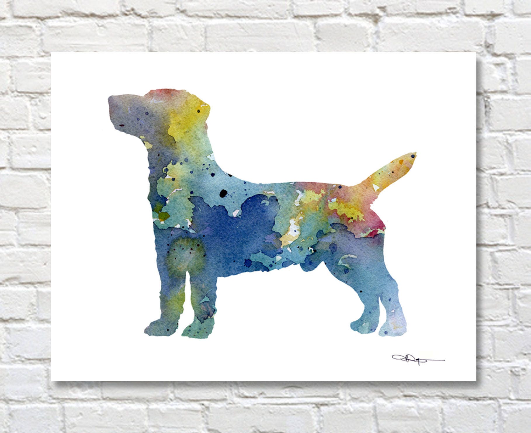Jack Russell Terrier Art Print Abstract Aquarel Schilderij - Etsy Nederland
