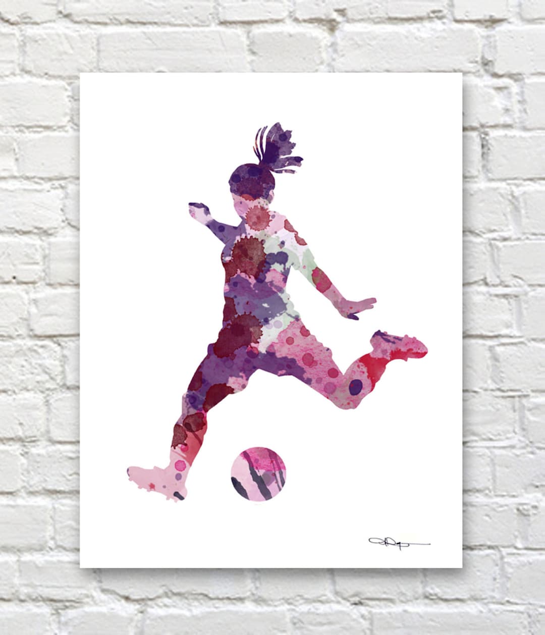 Girls Soccer Art Print - Abstract Watercolor Painting - Wall Decor - Etsy