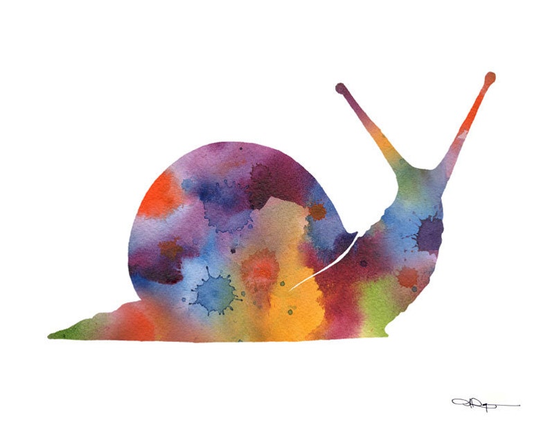 Snail Art Print Abstract Watercolor Painting Wall Decor | Etsy
