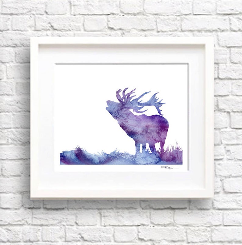 Stag Calling Art Print Abstract Elk Watercolor Painting - Etsy