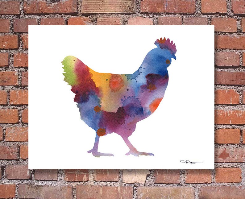 Chicken Art Print Abstract Watercolor Painting Wall Decor - Etsy Polska Chicken Art Print Abstract Watercolor Painting Wall Decor - Etsy Polska