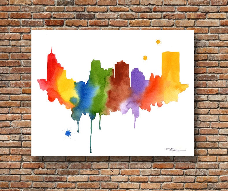 Memphis Skyline Abstract Watercolor Tennessee Art Print - Etsy