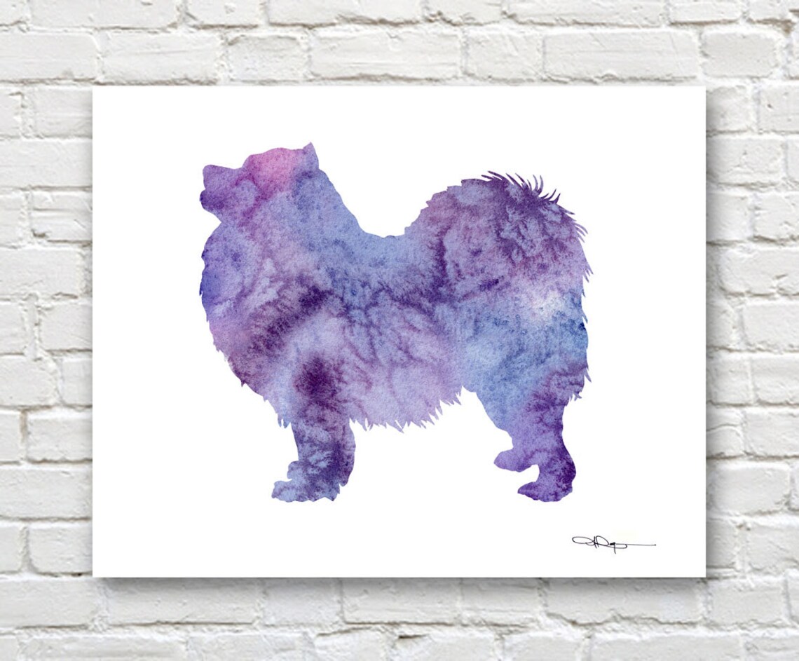 Purple Samoyed Art Print Abstract Watercolor Painting Wall - Etsy