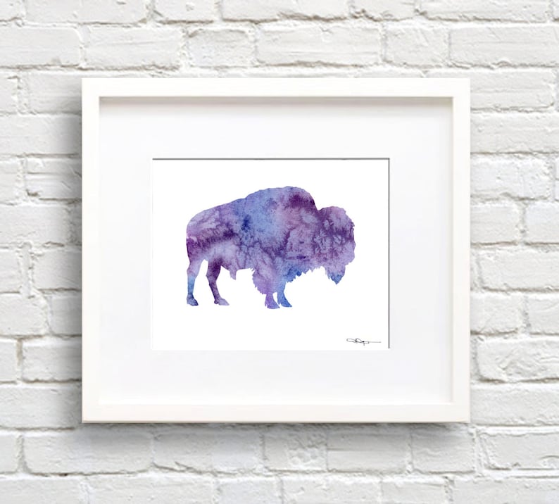 Buffalo Art Print Abstract Bison Watercolor Painting Wall - Etsy