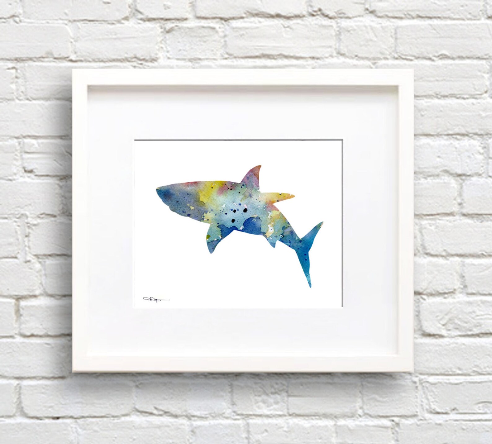 Shark Art Print Abstract Watercolor Painting Wall Decor | Etsy