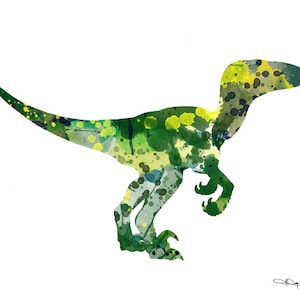 Velociraptor Art Print Abstract Raptor Dinosaur Watercolor - Etsy