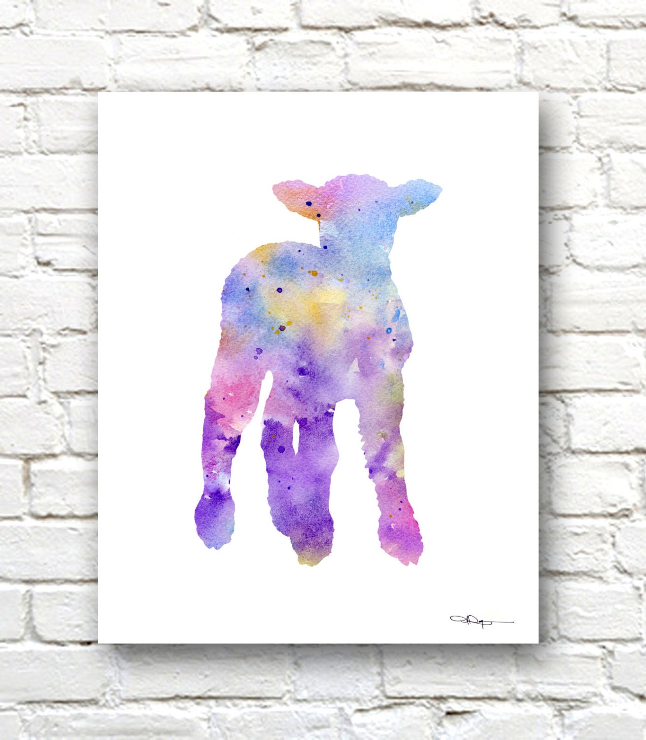Lamb Art Print Abstract Nursery Watercolor Painting Wall | Etsy