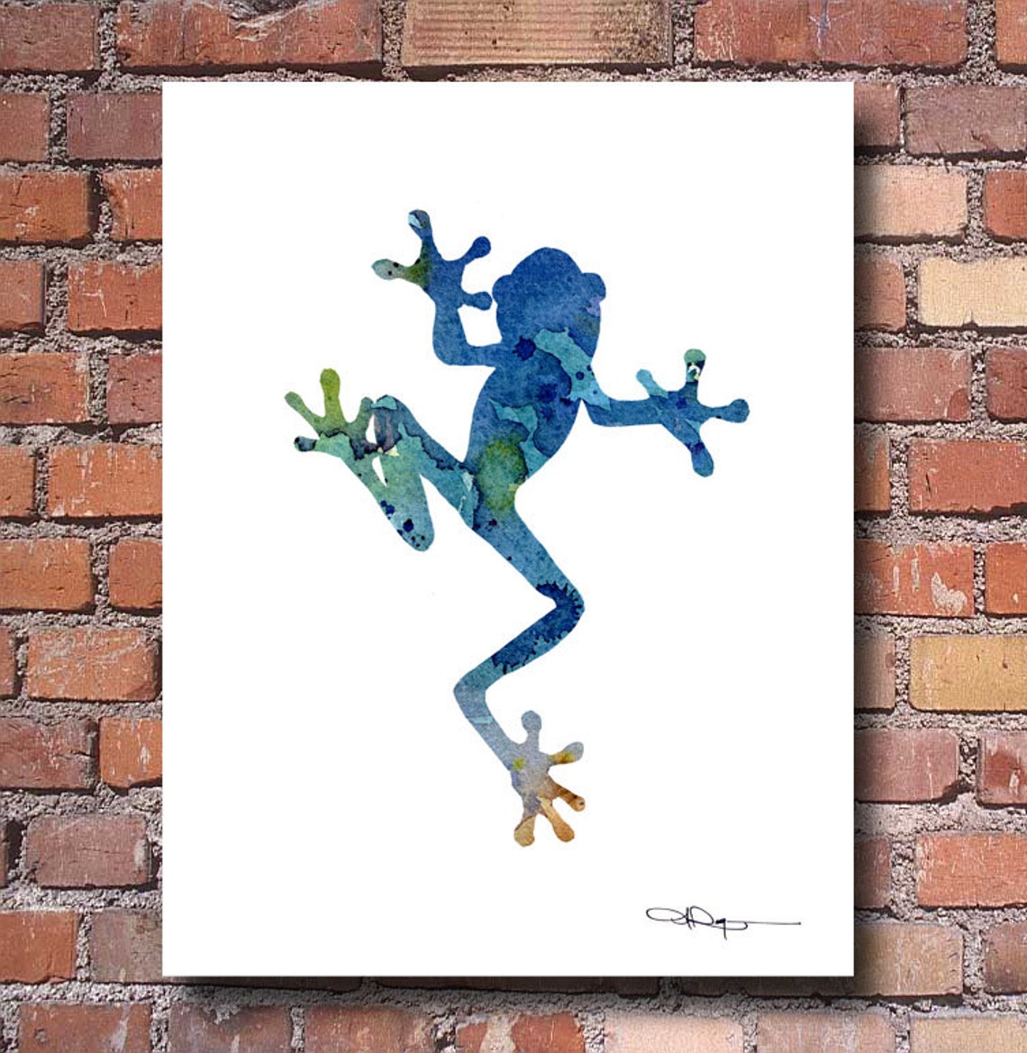 Blue Tree Frog Art Print Abstract Watercolor Painting Wall - Etsy
