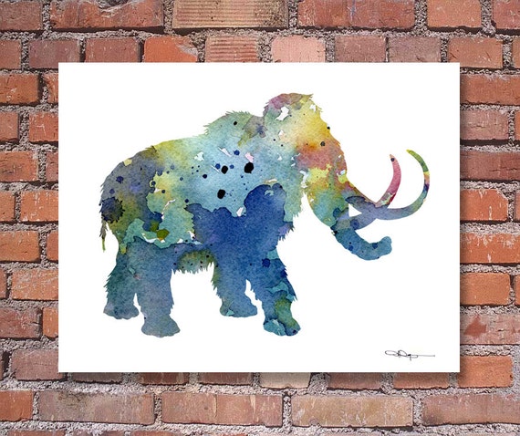Mammoth Art Print Abstract Watercolor Painting Wall | Etsy