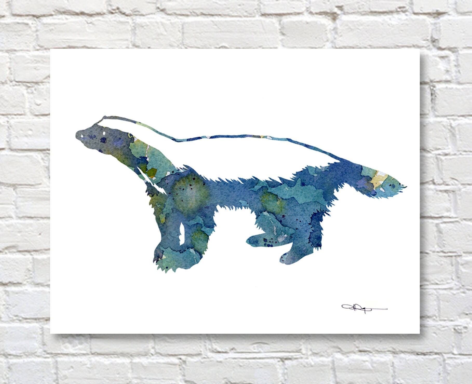 Honey Badger Art Print Abstract Watercolor Painting Wall | Etsy
