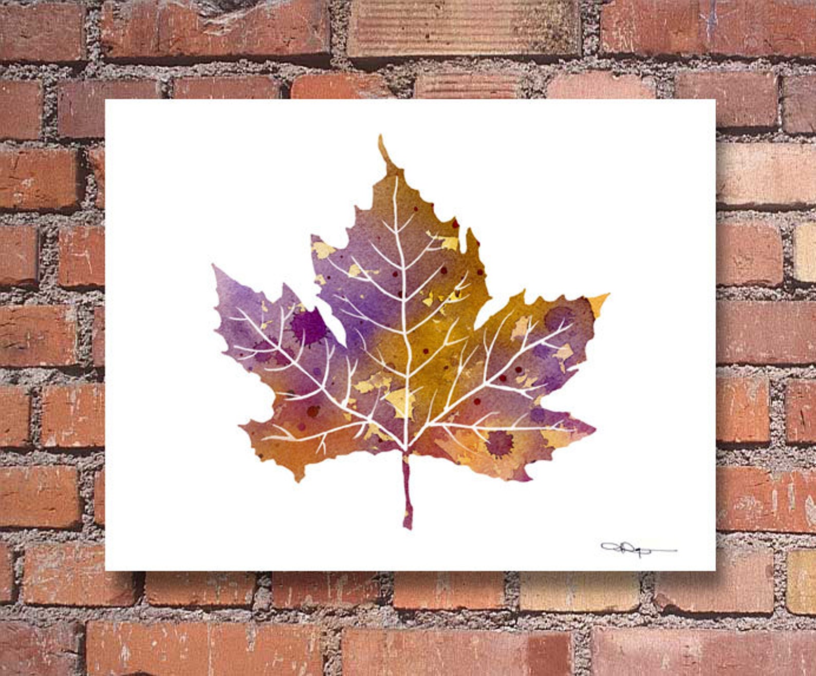 Maple Leaf Art Print Abstract Watercolor Painting Wall - Etsy
