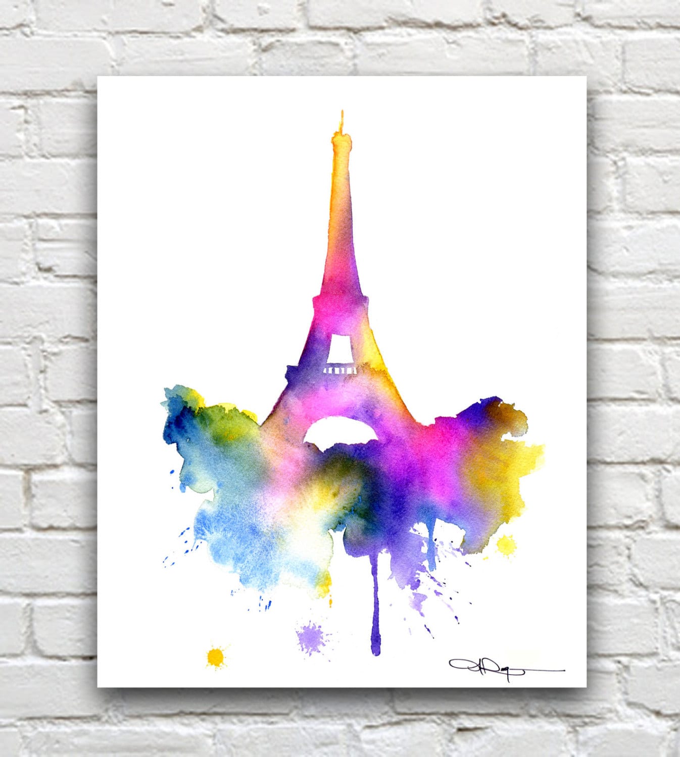 Eiffel Tower Art Print Paris Abstract Watercolor Wall Decor Etsy
