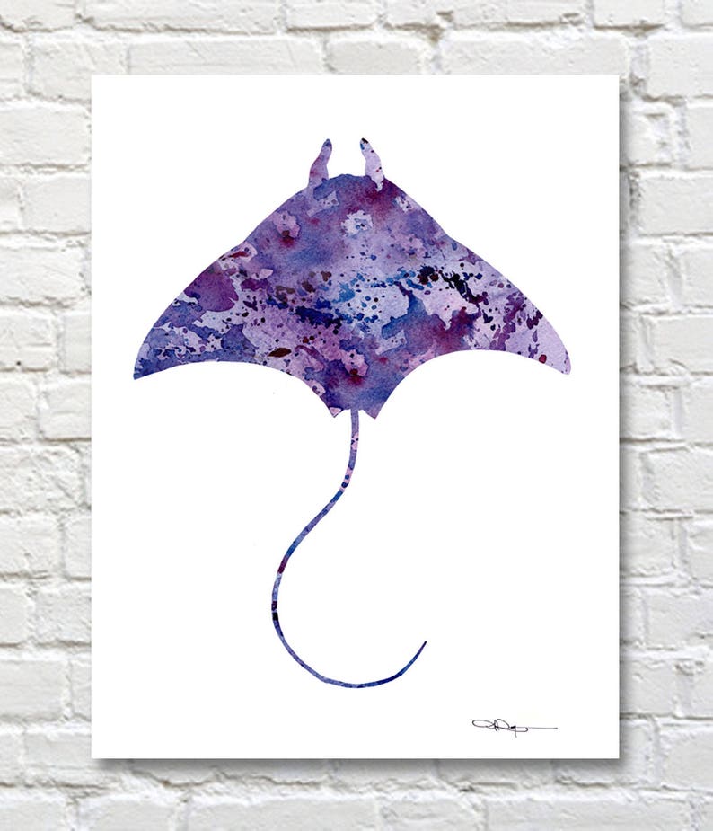 Stingray Art Print Abstract Watercolor Painting Wall Decor | Etsy