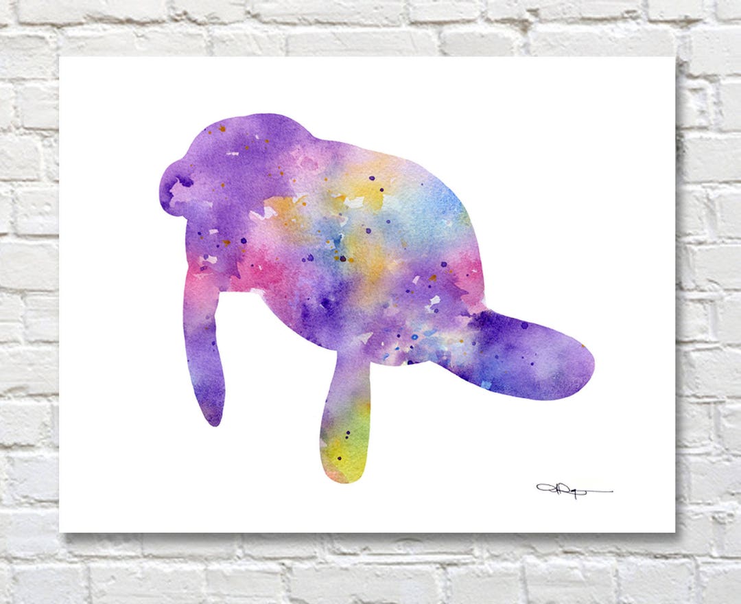 Manatee Art Print Abstract Watercolor Painting Wall Decor - Etsy