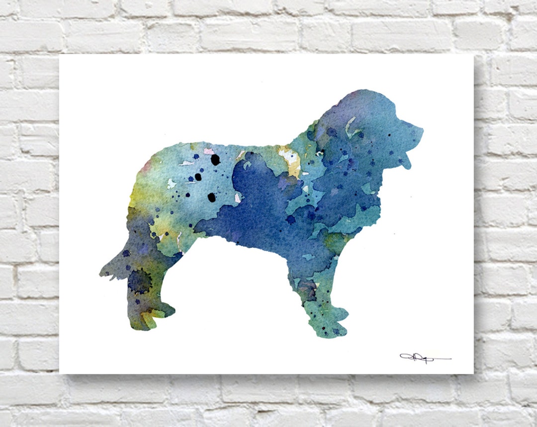 Blue Leonberger Art Print Abstract Watercolor Painting Wall Decor - Etsy