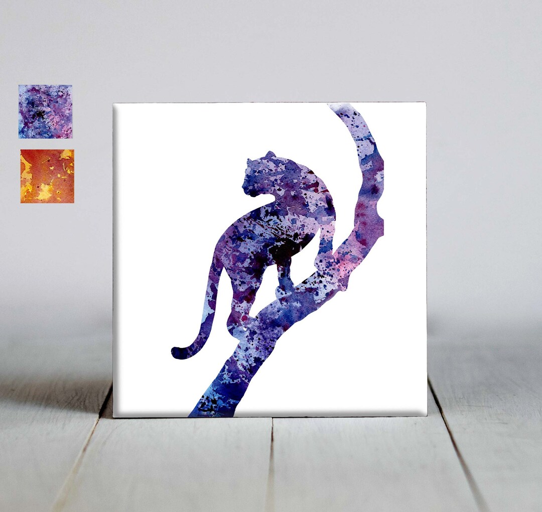 Panther Ceramic Tile Panther Decorative Tile Cat Lover Gift Unique ...