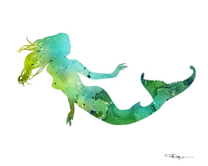 Mermaid Art Print Abstract Watercolor Painting Wall Decor - Etsy
