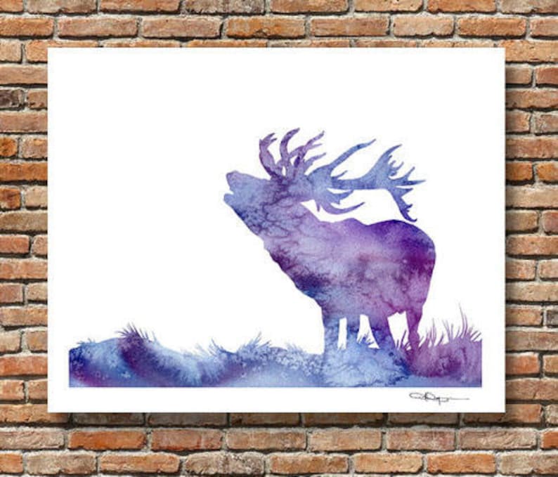 Stag Calling Art Print Abstract Elk Watercolor Painting - Etsy