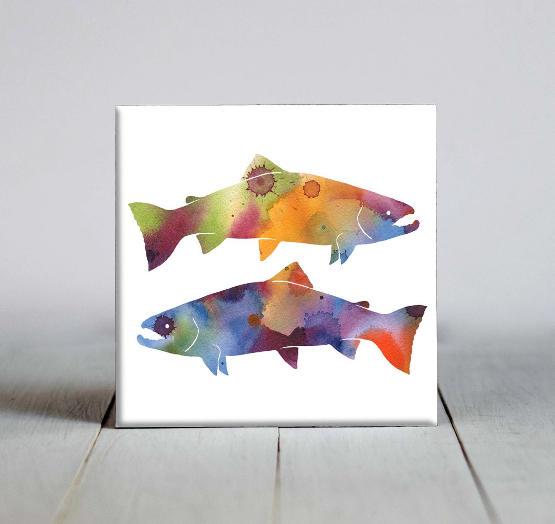 Rainbow Trout Ceramic Tile Rainbow Trout Decorative Tile Ceramic Tile ...