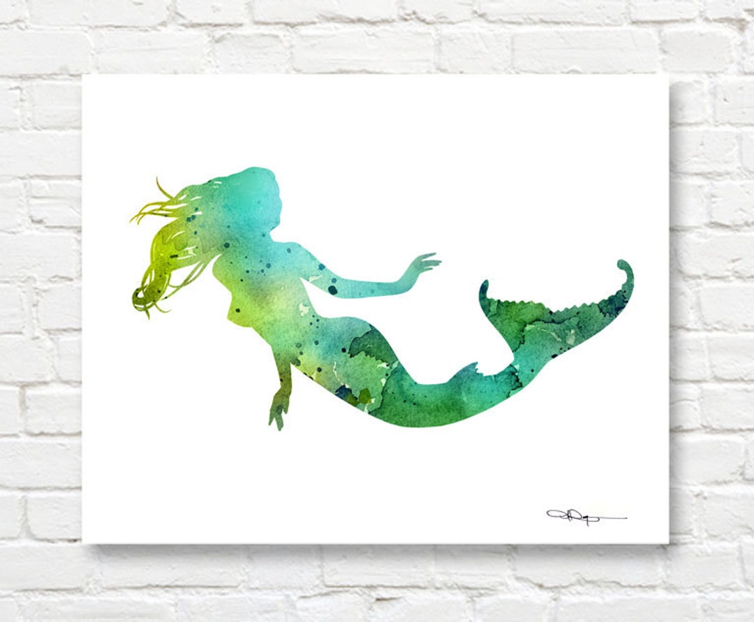 Mermaid Art Print Abstract Watercolor Painting Wall Decor - Etsy