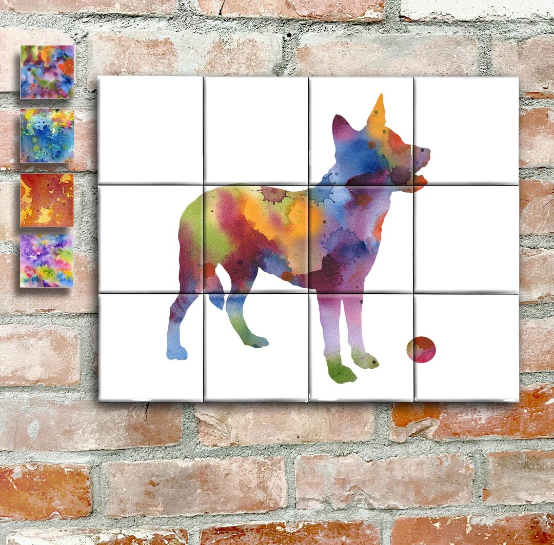 Australian Cattle Dog Ceramic Tile Mosaic - Cattle Dog Decorative Tile ...