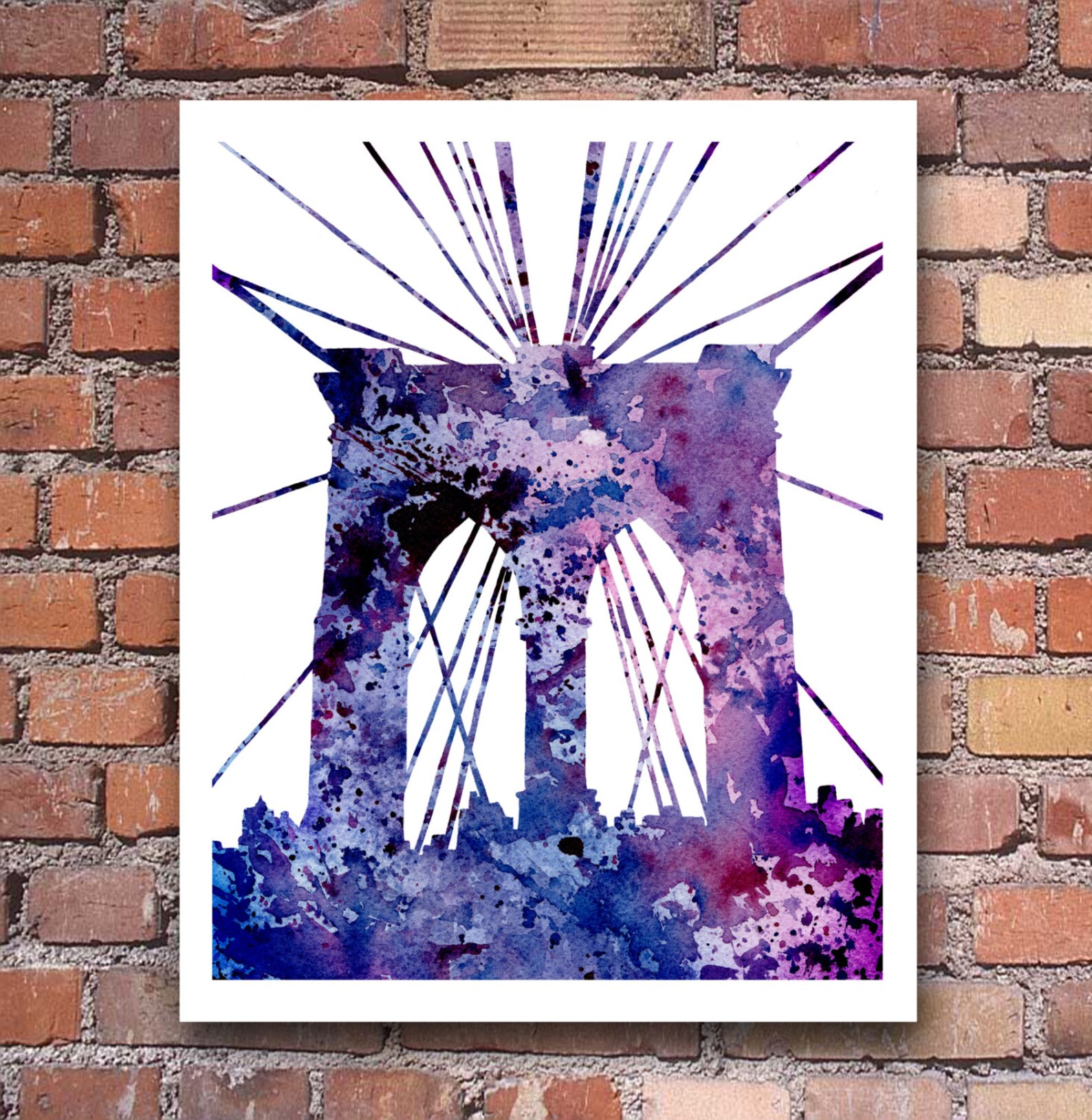 Brooklyn Bridge Art Print abstract Watercolor New York City - Etsy
