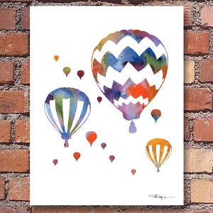 Hot Air Balloons Set of 3 Art Prints Abstract Watercolor | Etsy