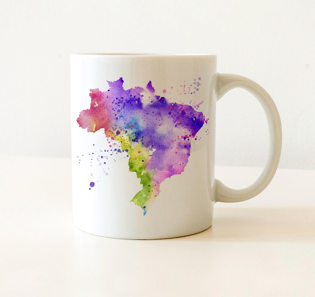 Brazil Mug Brazil Gift Brazil Watercolor Art Mug Brazil Coffee Mug ...