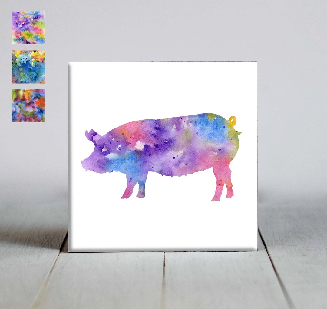 Pig Ceramic Tile Pig Decorative Tile Animal Lover Gift Unique Animal ...