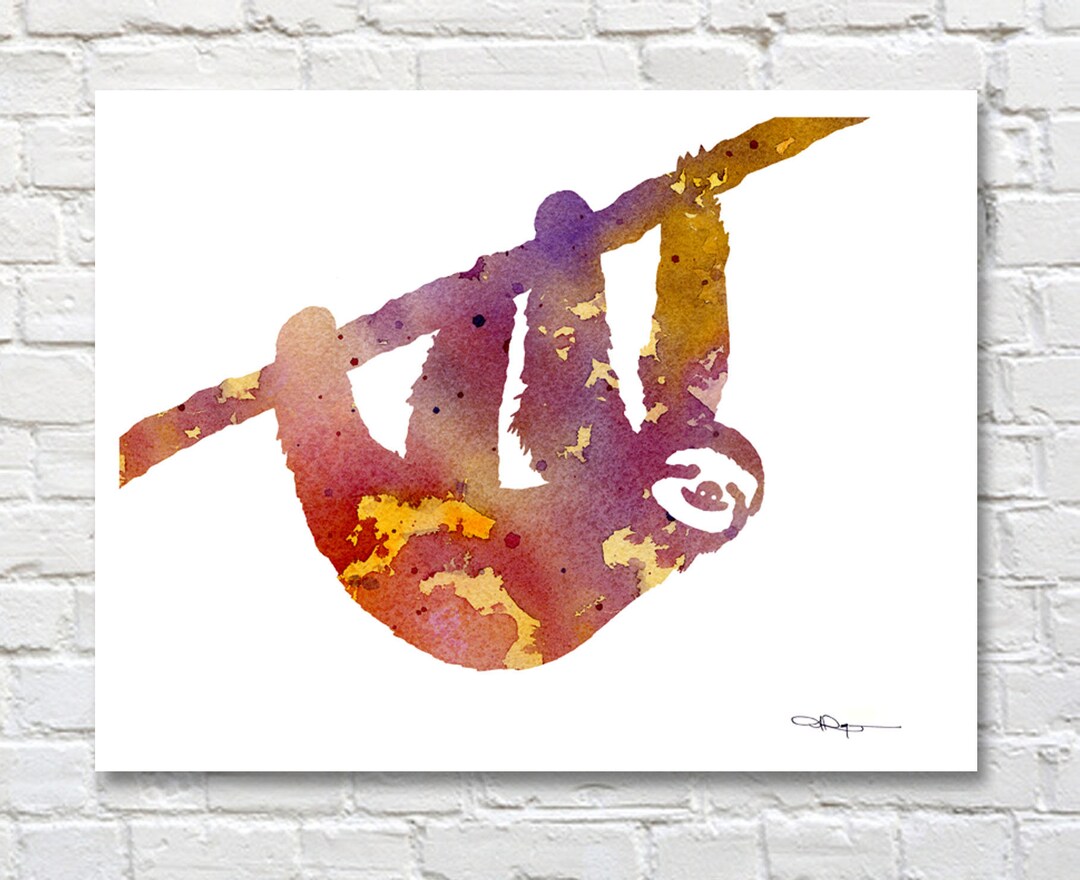 Sloth Art Print Abstract Watercolor Painting Animal Art Wall Decor - Etsy