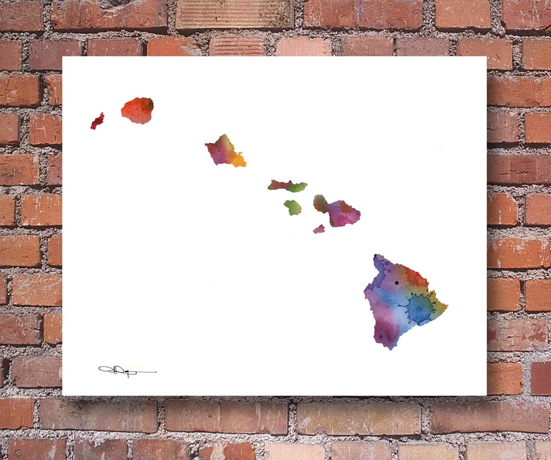 Hawaii Map - Abstract Watercolor Art Print - Wall Decor - Etsy