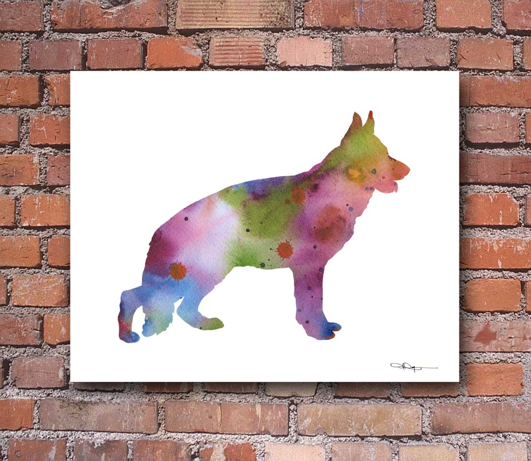 German Shepherd Art Print - Abstract Watercolor Painting - Wall Decor ...