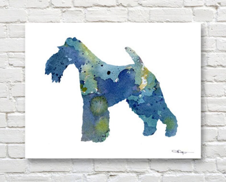 Wire Fox Terrier Art Print Abstract Watercolor Painting - Etsy