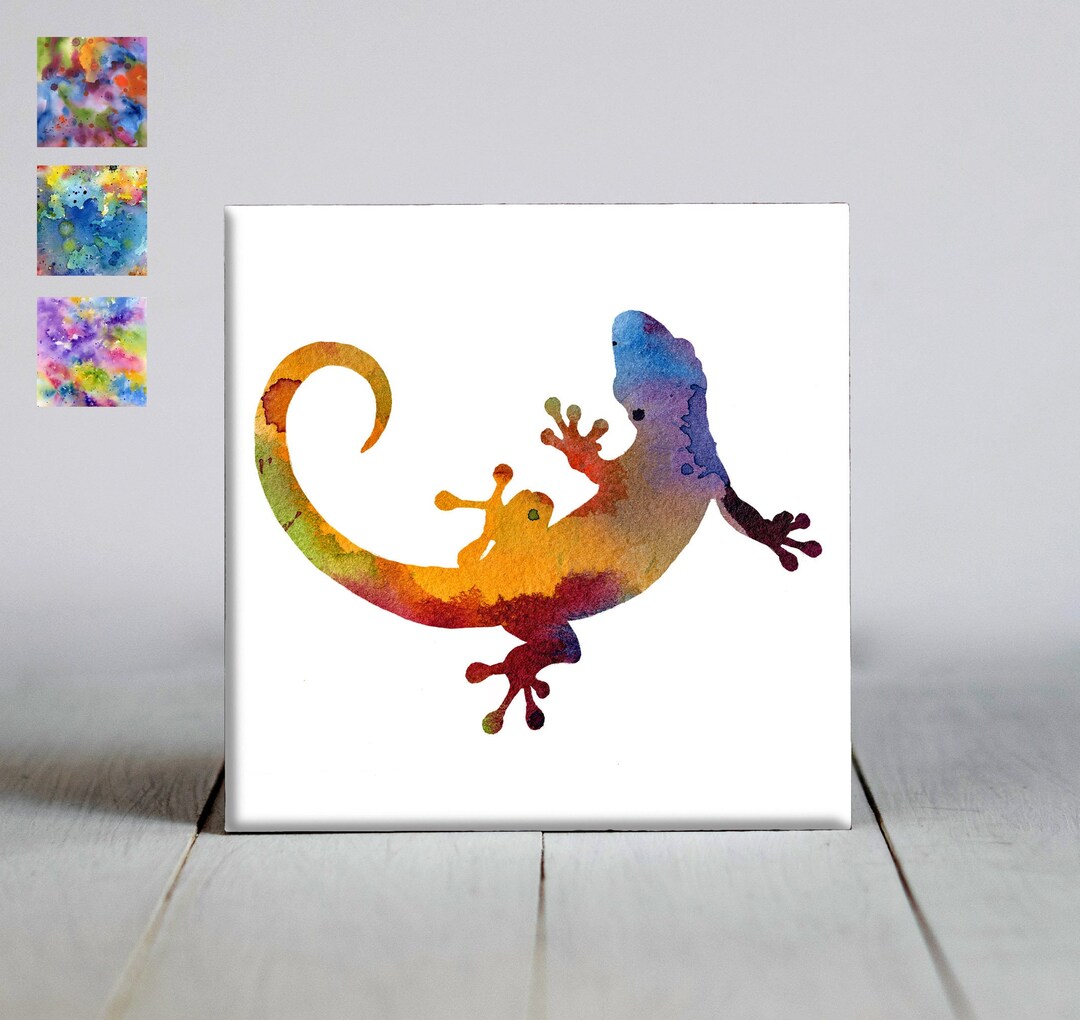 Gecko Ceramic Tile - Gecko Decorative Tile - Lizard Lover Gift - Unique ...