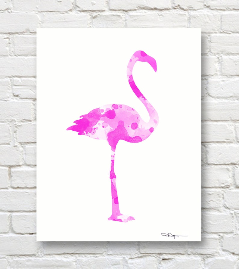 Flamingo Art Print Abstract Watercolor Painting Wall Decor - Etsy