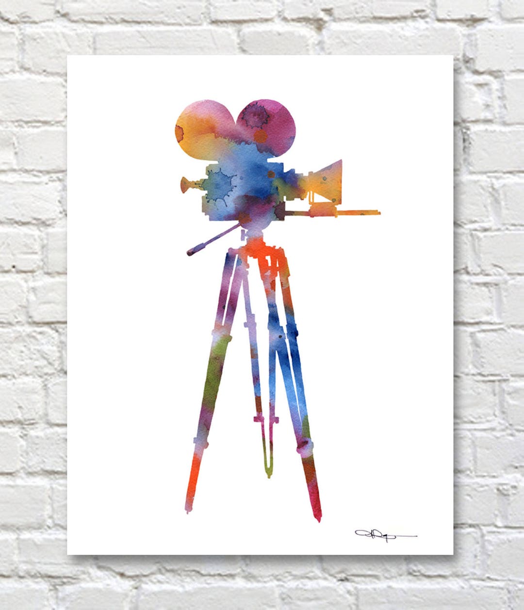 Vintage Movie Camera Art Print Abstract Watercolor Painting - Etsy