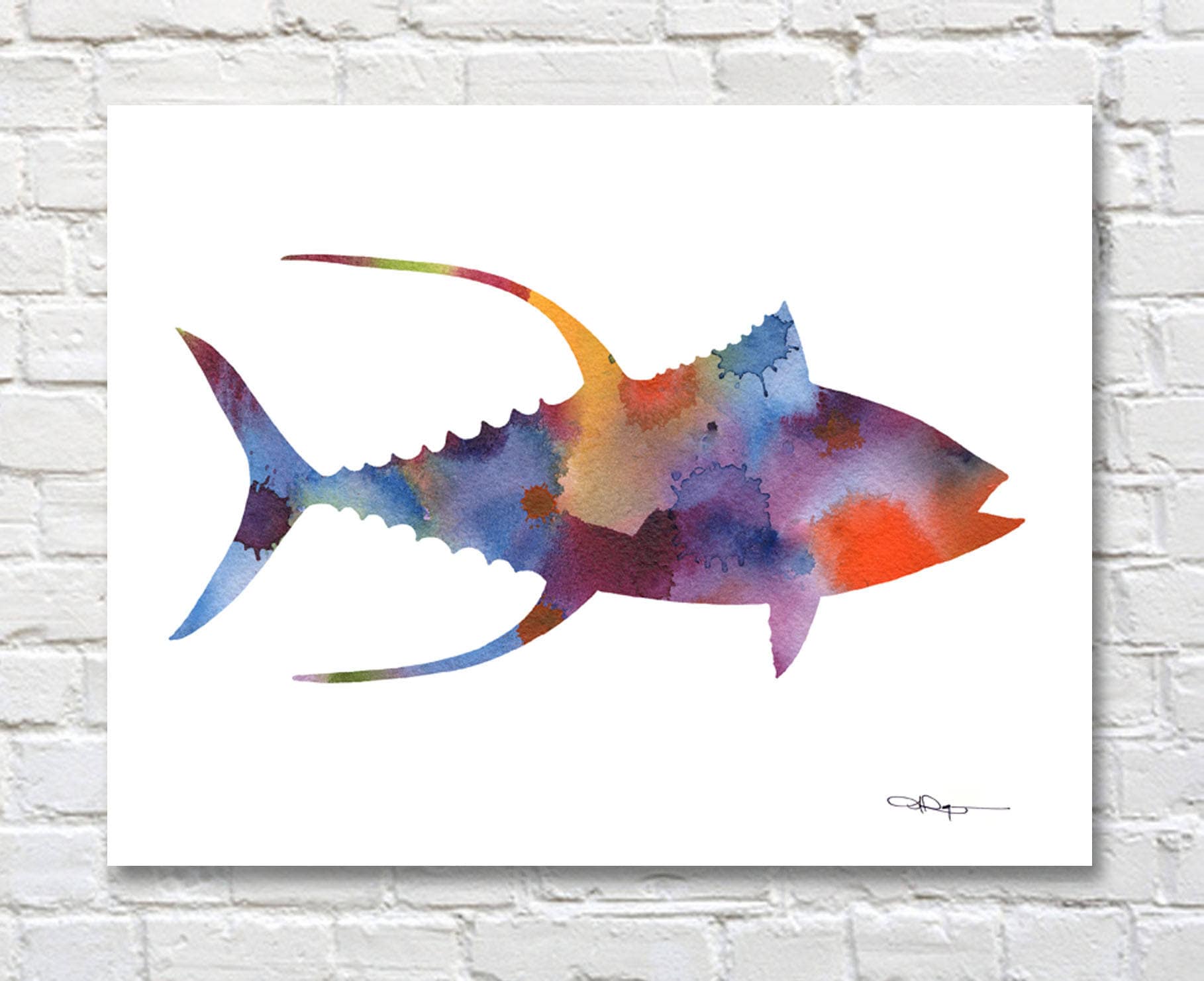 Yellowfin Tuna Fish Art Print Abstract Watercolor Painting | Etsy