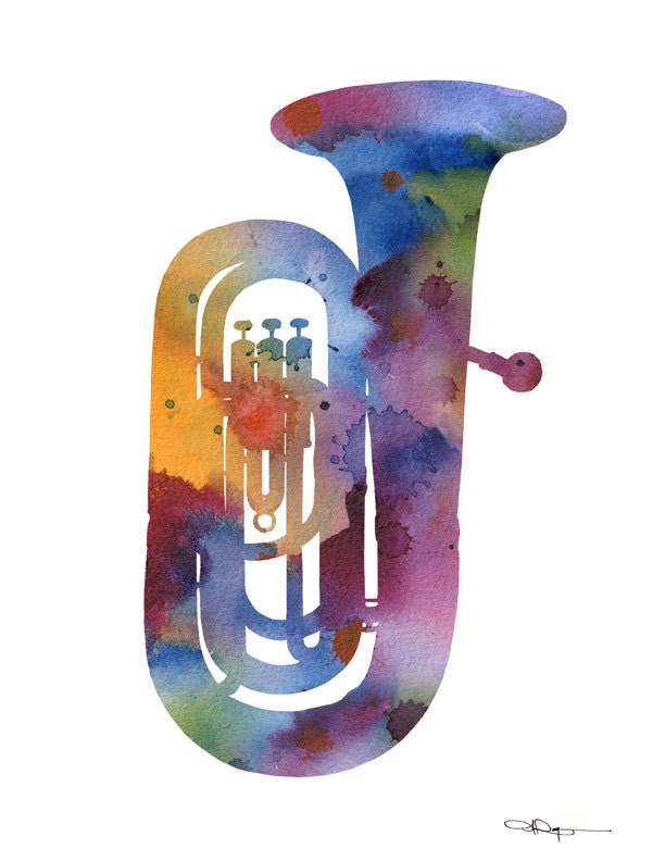 Tuba Art Print Abstract Watercolor Painting Music Wall - Etsy UK