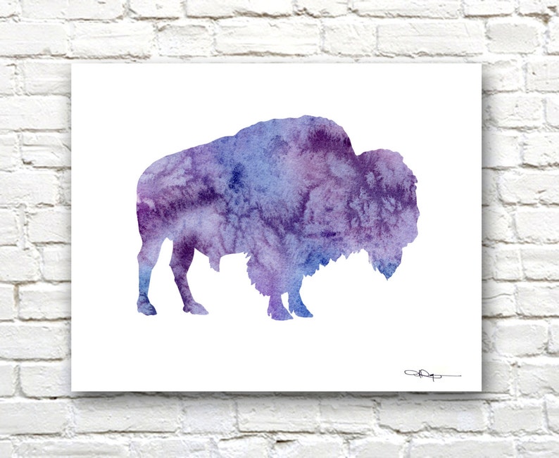 Buffalo Art Print Abstract Bison Watercolor Painting Wall - Etsy
