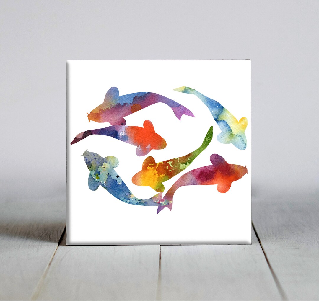 Koi Fish Ceramic Tile Koi Fish Decorative Tile Ceramic Tile Fish Lover ...