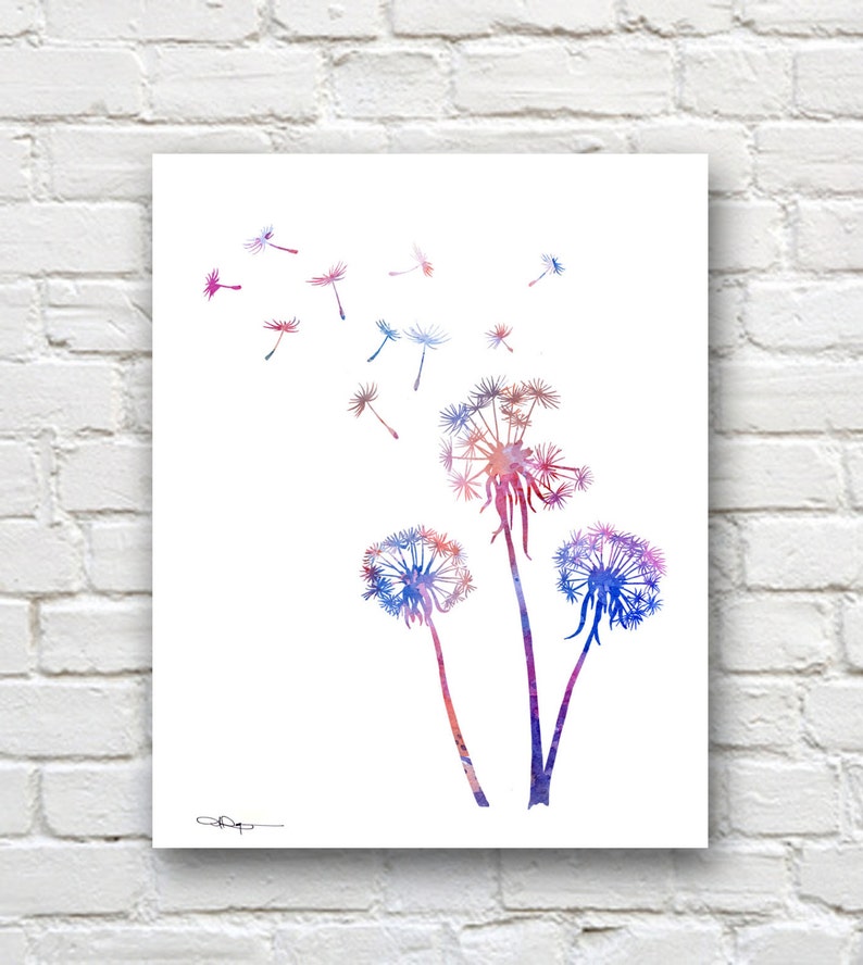 Dandelions Art Print Abstract Watercolor Painting Wall - Etsy