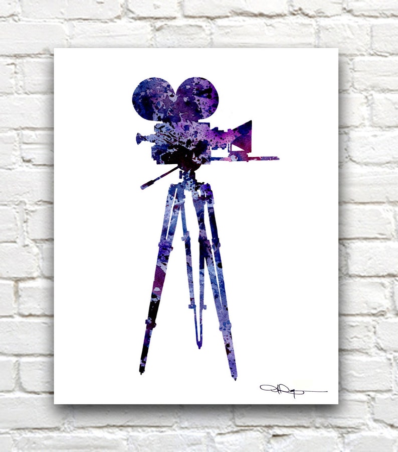 Vintage Movie Camera Art Print Abstract Watercolor Painting - Etsy