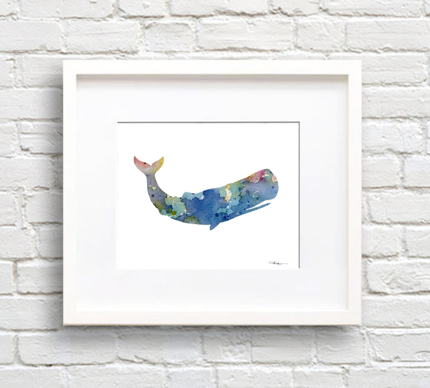Whale Art Print Abstract Watercolor Painting Nursery Art - Etsy