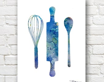 Kitchen Art Print, Art for Kitchen, Colorful Kitchen Wall Decor, Food ...